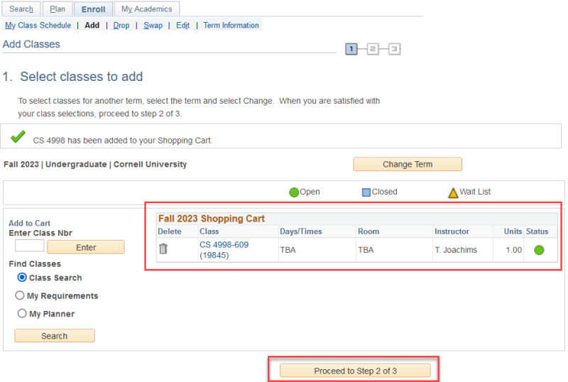 Enrolling in a Class | Registrar
