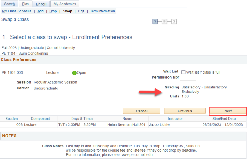 Swapping a Class | Registrar